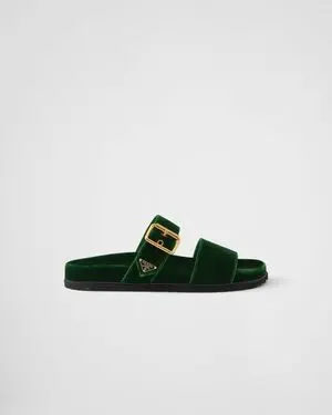 Prada Velvet Slides - Laurel Green | Editorialist